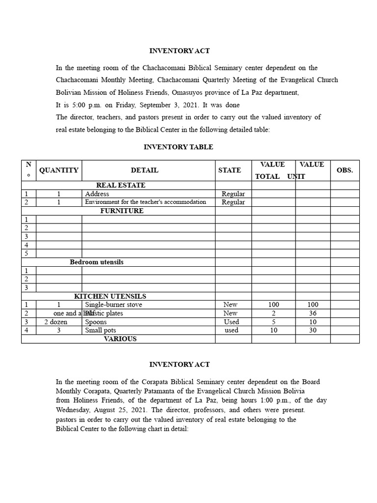 INVENTORY ACT | PDF