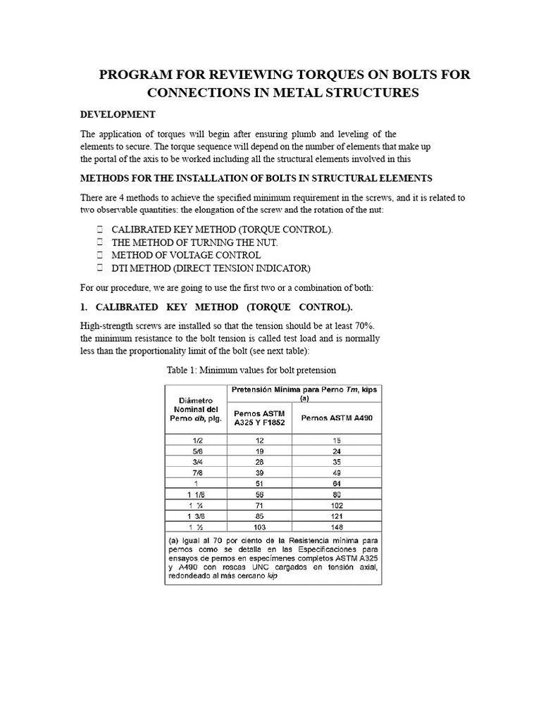 Torque Application for Metal Structures | PDF | Nut (Hardware) | Screw