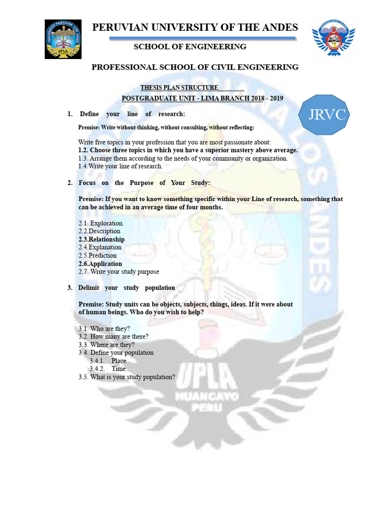 Structure of Postgraduate Thesis Plan Upla | PDF | Statistics | Methodology