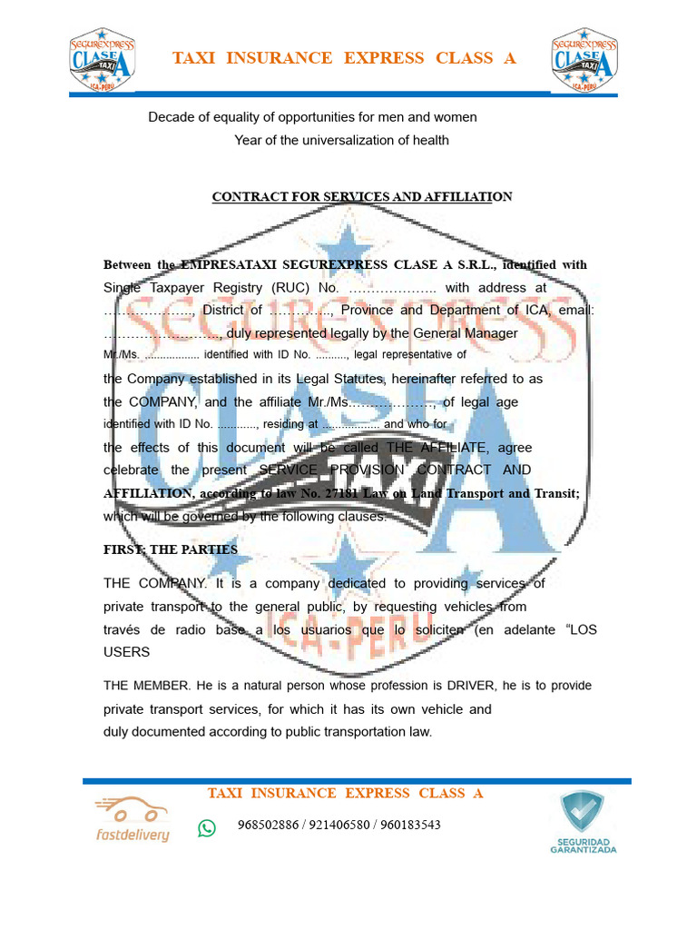 Taxi Contract | PDF