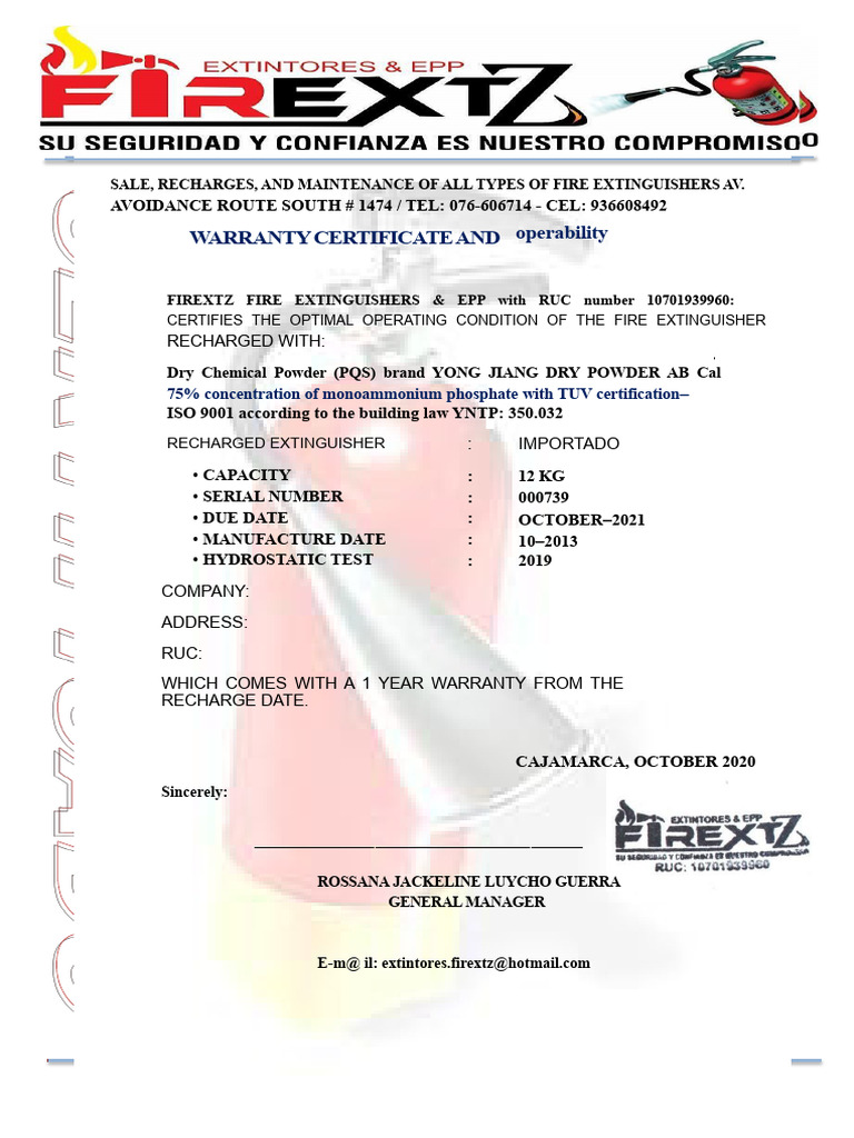 Fire Extinguisher Certificates 2 PDF | PDF