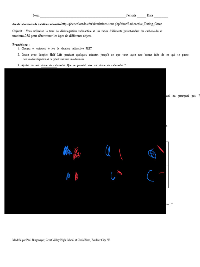 Jeu de laboratoire sur la datation radioactive | PDF | Radioactivité ...