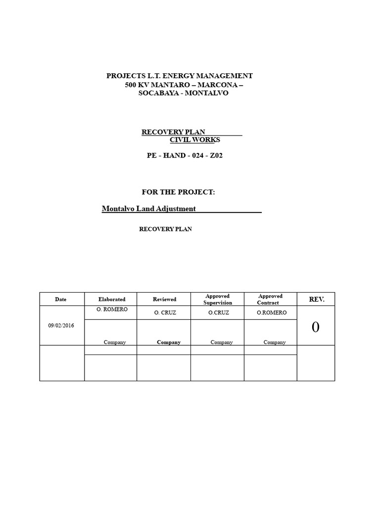 Civil Works Recovery Plan | PDF | Demolition | Concrete