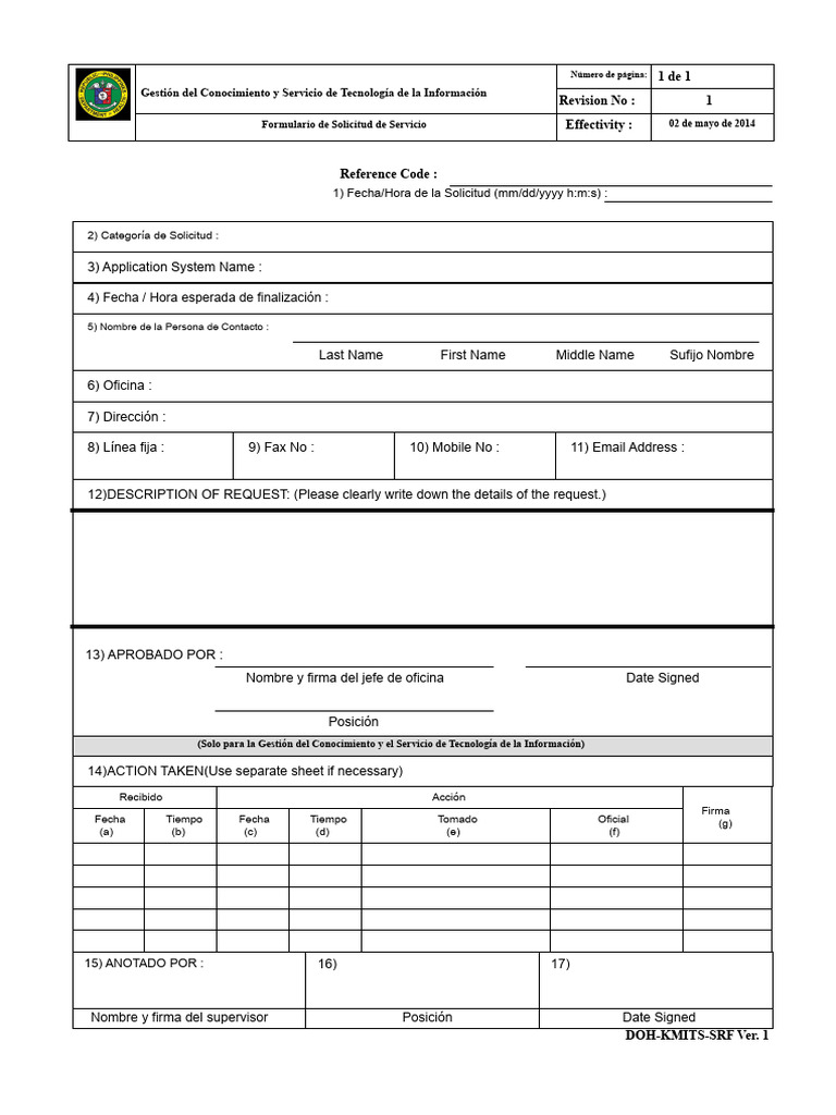 SRF Form | PDF