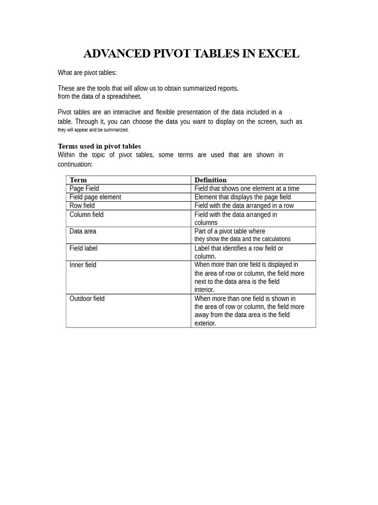 Mastering Advanced Excel Pivot Tables | PDF | Microsoft Excel | Software