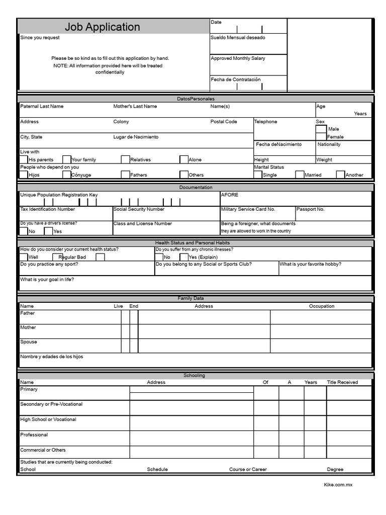 Job Application Form Template | PDF