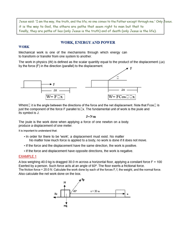 Work, Energy, and Power in Physics | PDF | Potential Energy | Force