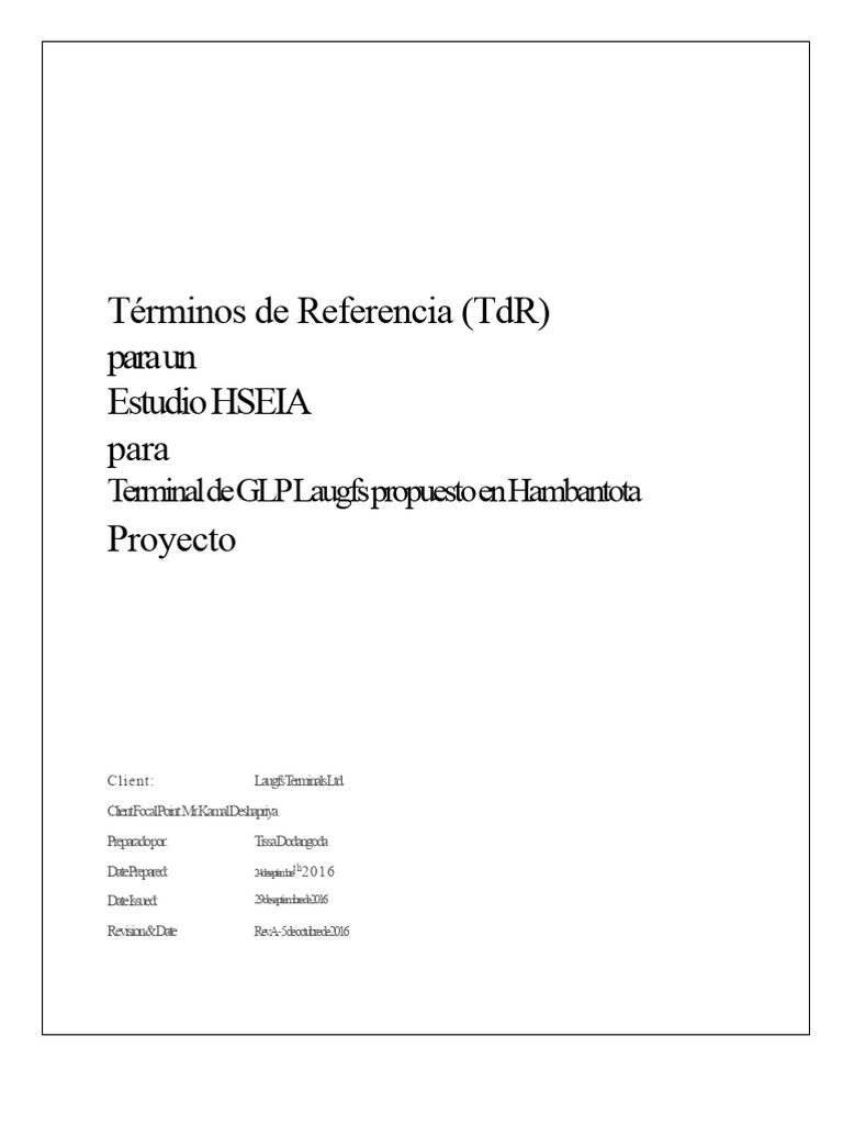 Tor - 20 de Sep de 2016 - Rev A | PDF | Evaluación de impacto ambiental
