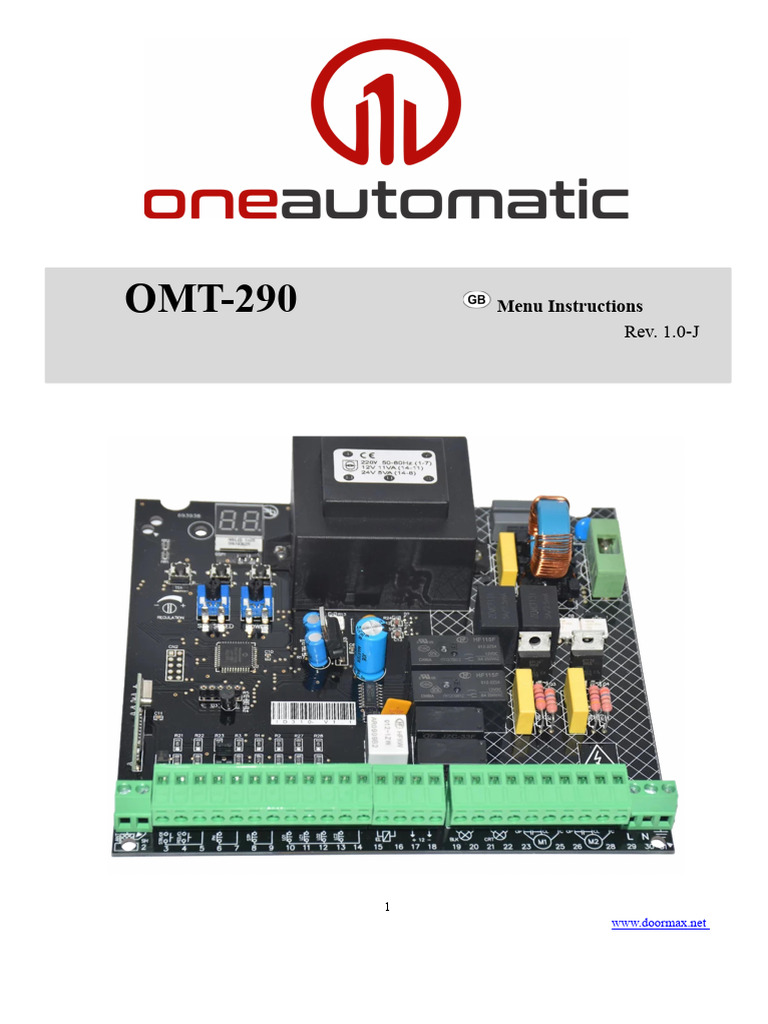 Manual For The OMT-290 Electronic Card From Oneautomatic | PDF | Switch ...