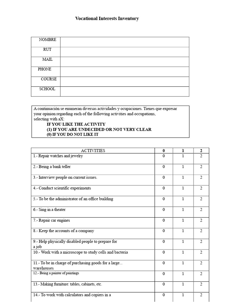 Vocational Test | PDF