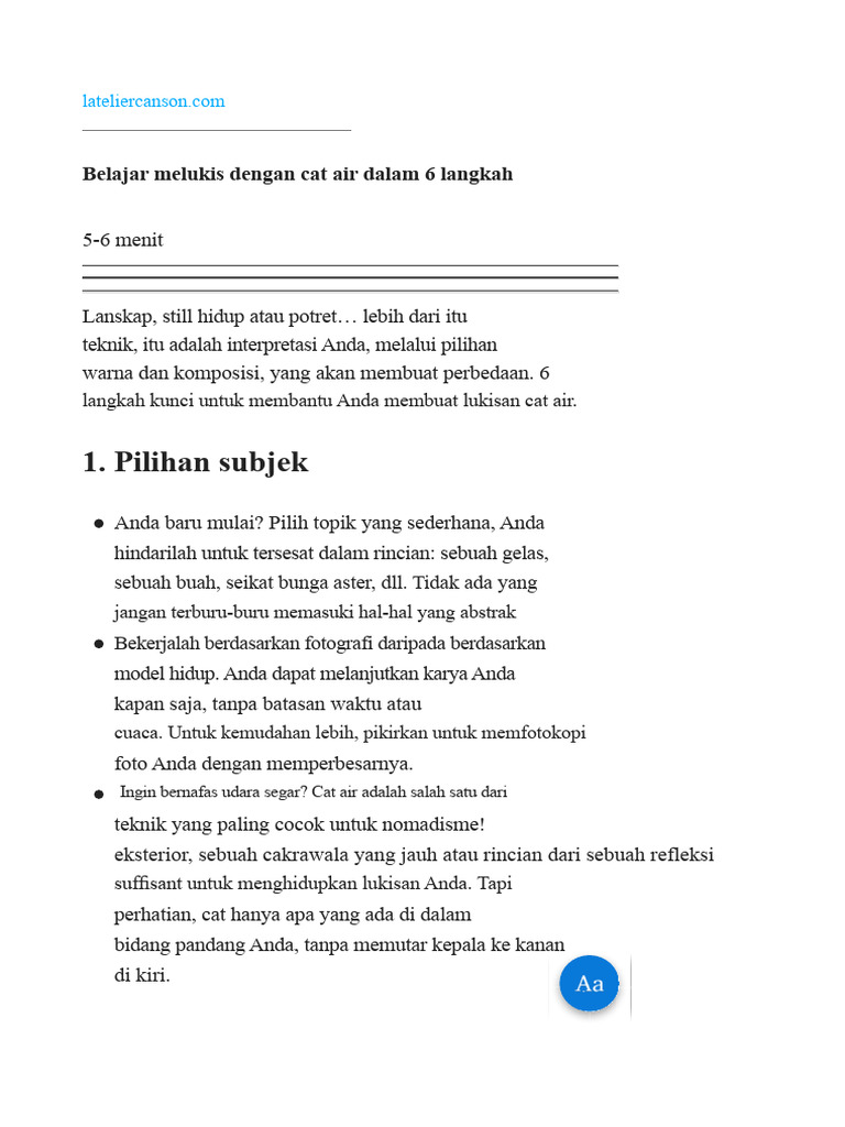 Belajar Melukis Dengan Cat Air Dalam 6 Langkah | PDF