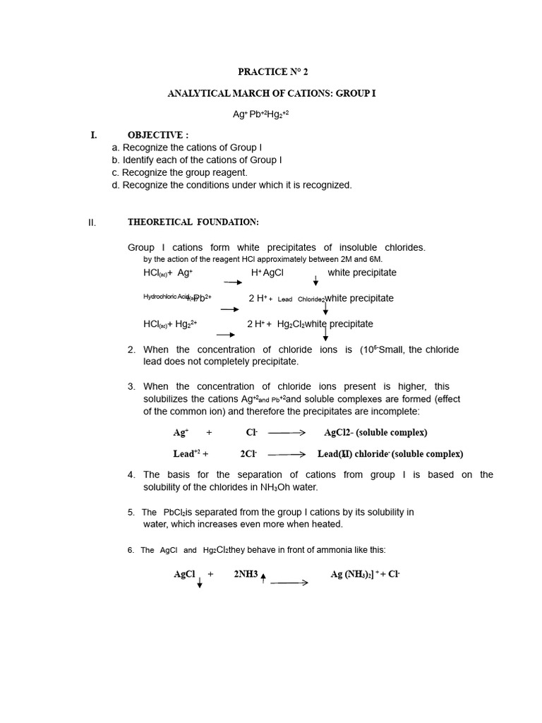 Practice Cations Group I | PDF | Precipitation (Chemistry ...