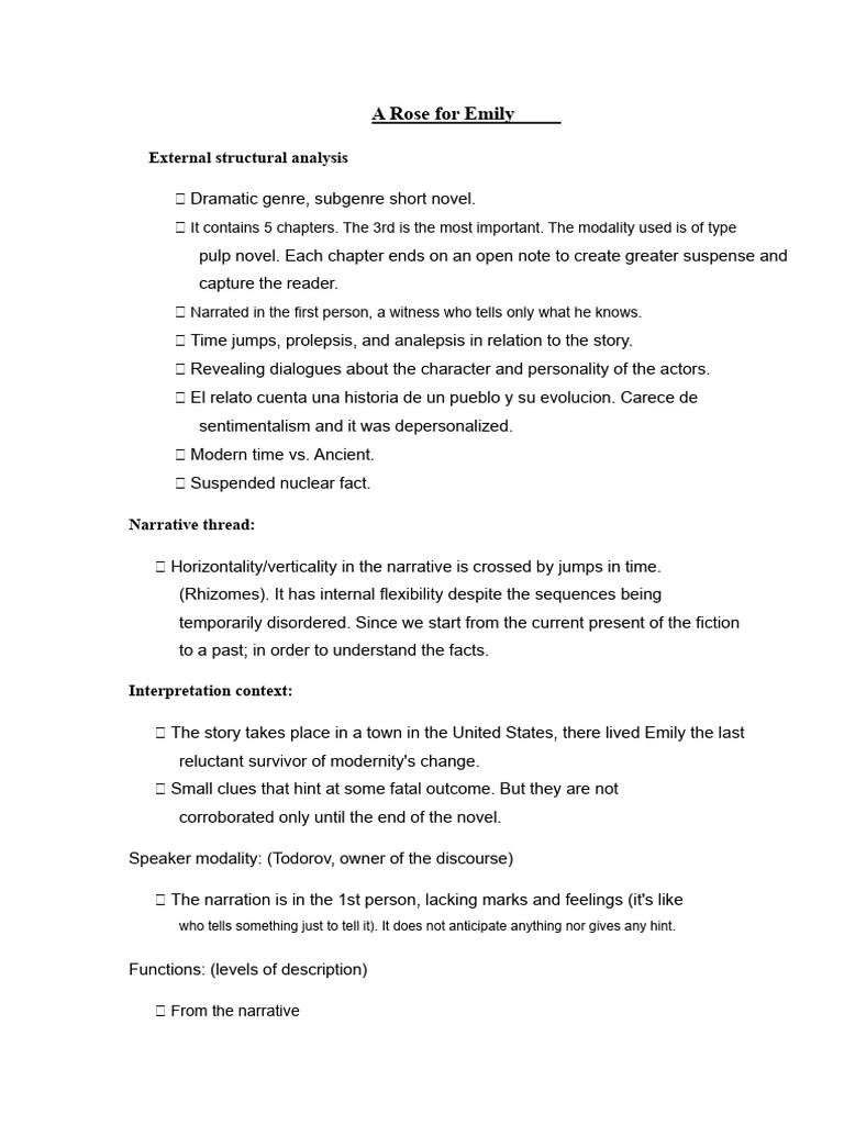 A Rose For Emily Analysis | PDF | Narrative | Literary Theory
