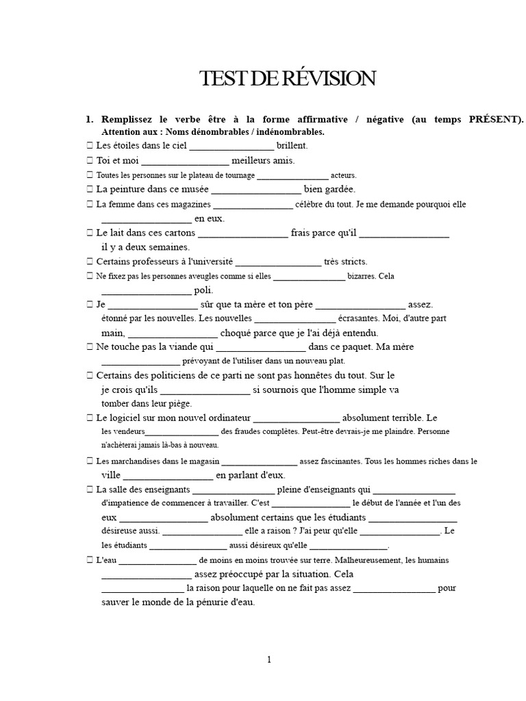 Test de Révision Complexe - Avancé | PDF