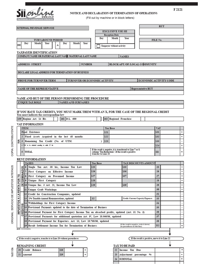 Termination of Business Operations Form | PDF | Taxes | Taxpayer