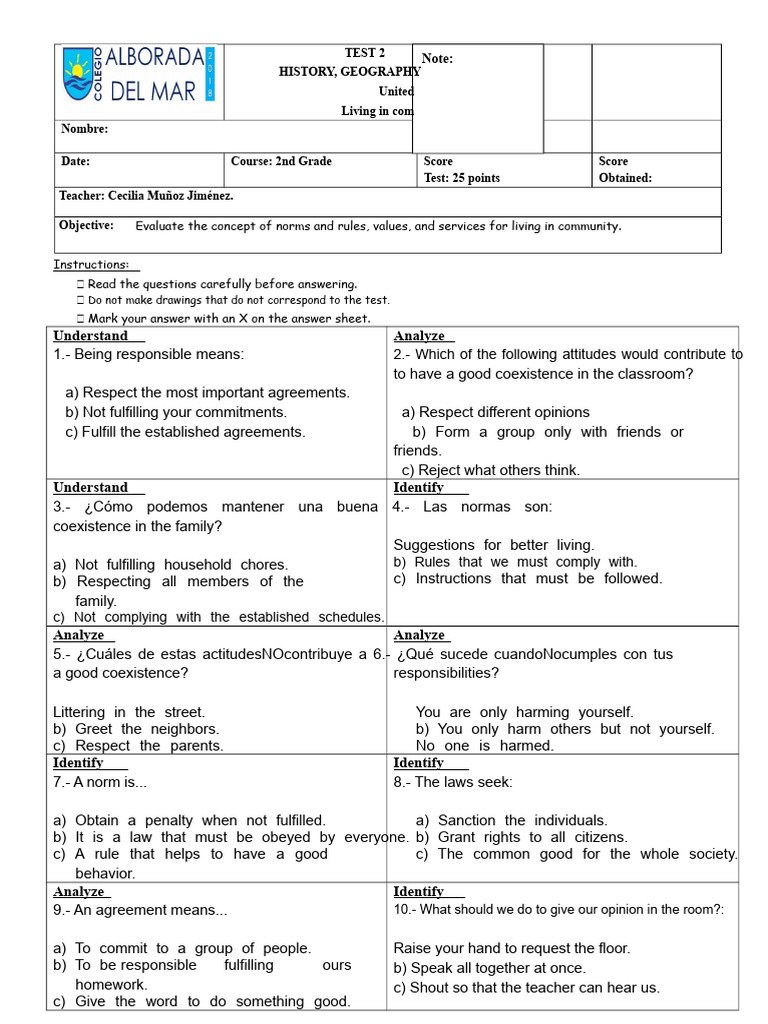 Test Living in Community | PDF | Social Psychology