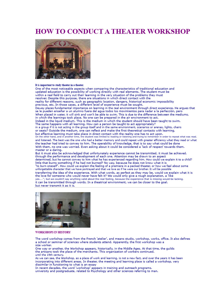 Conducting Effective Theater Workshops | PDF | Knowledge | Experience