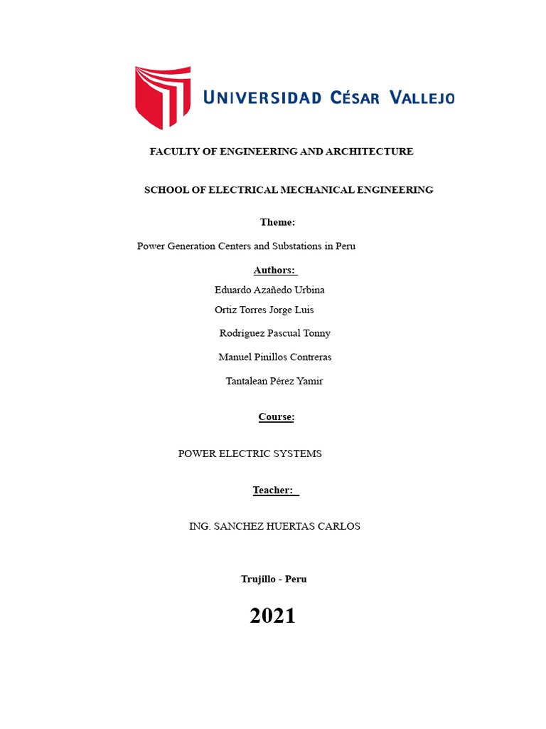 Power Generation Centers and Substations in Peru | PDF | Electric Power ...