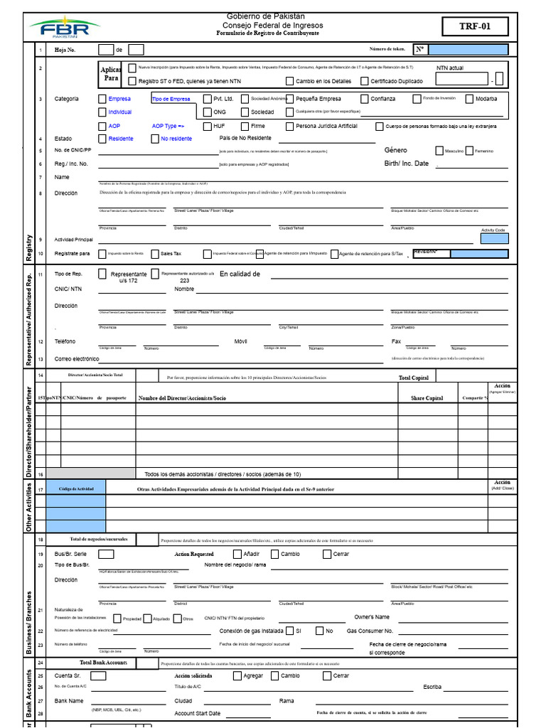 FBR - NTN Form PDF | PDF