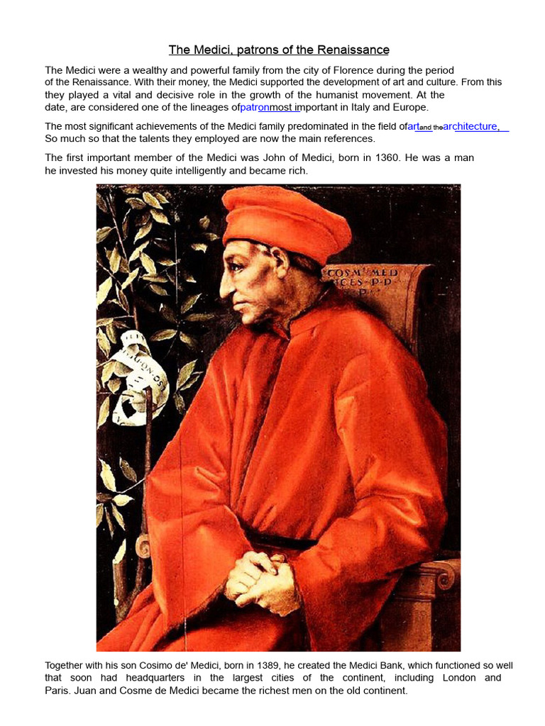The Patrons of The Renaissance | PDF | House Of Medici | Florence