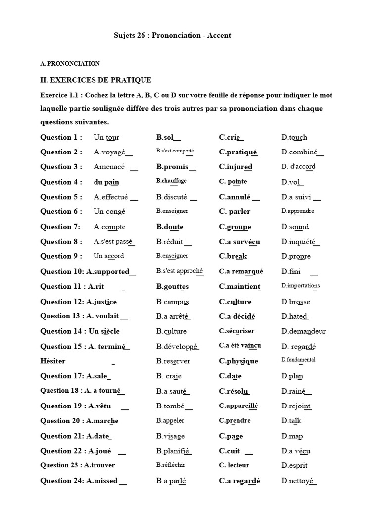 Exercices de Prononciation en Français | PDF