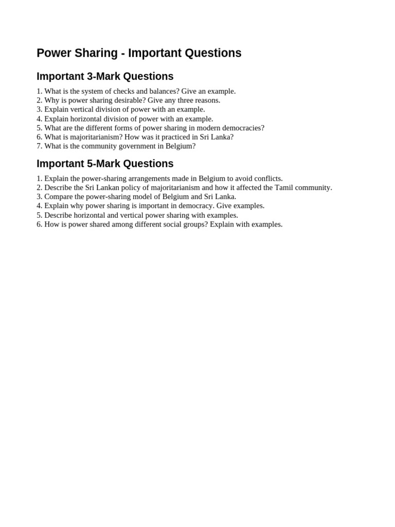 Key Questions on Power Sharing Dynamics | PDF