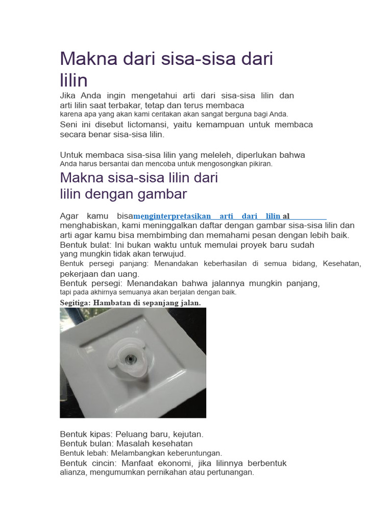 Arti Sisa Lilin dalam Lictomansi | PDF
