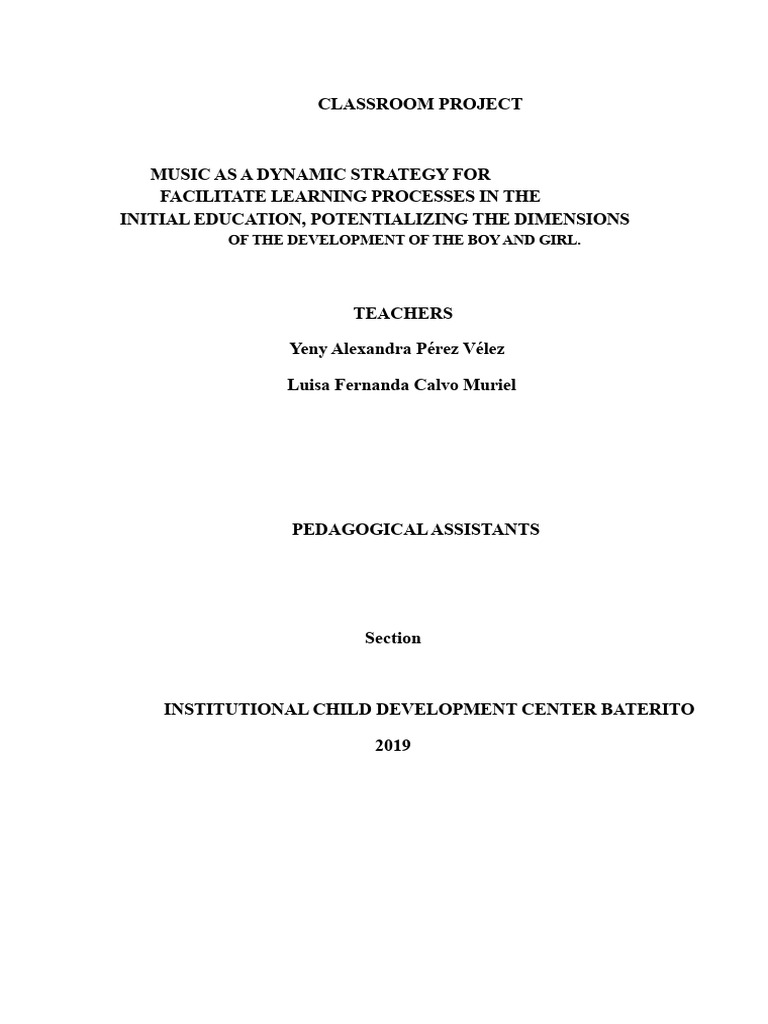 Classroom Music Project | PDF | Pedagogy | Learning
