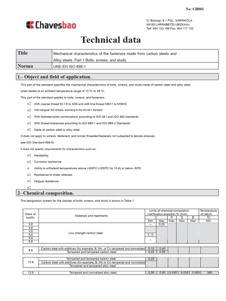 Mechanical Properties of Bolts and Screws | PDF | Screw | Mechanical ...