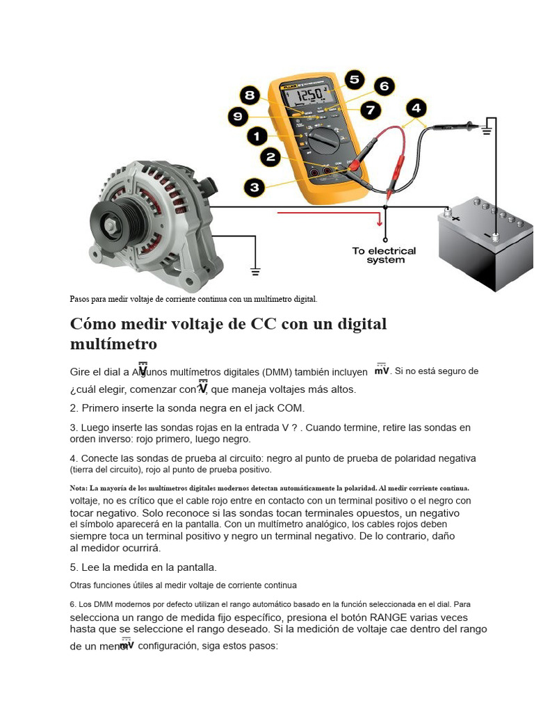 Medir Voltaje de Corriente Continua Con Un Multímetro Digital | PDF ...