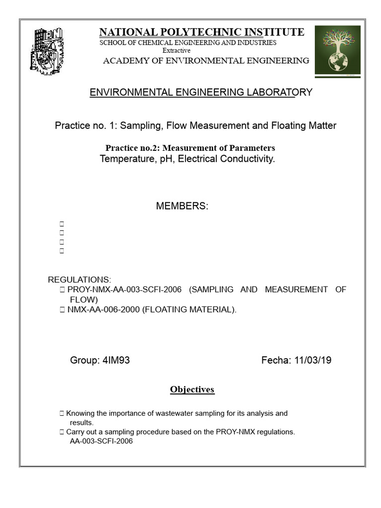 Practice 1 and 2 Environmental Engineering Laboratory HS 0E | PDF ...