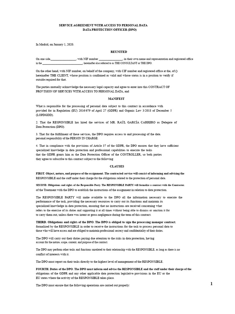 1 Dpo Contract | PDF | Information Privacy | Justice