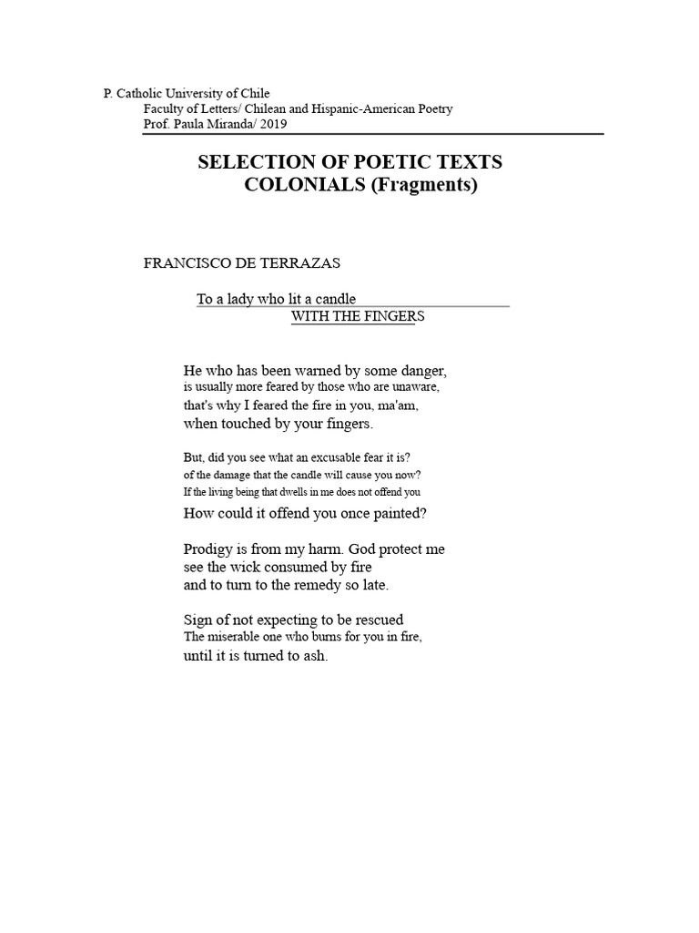 Selection of Colonial Poems FRAGMENTS-1 | PDF
