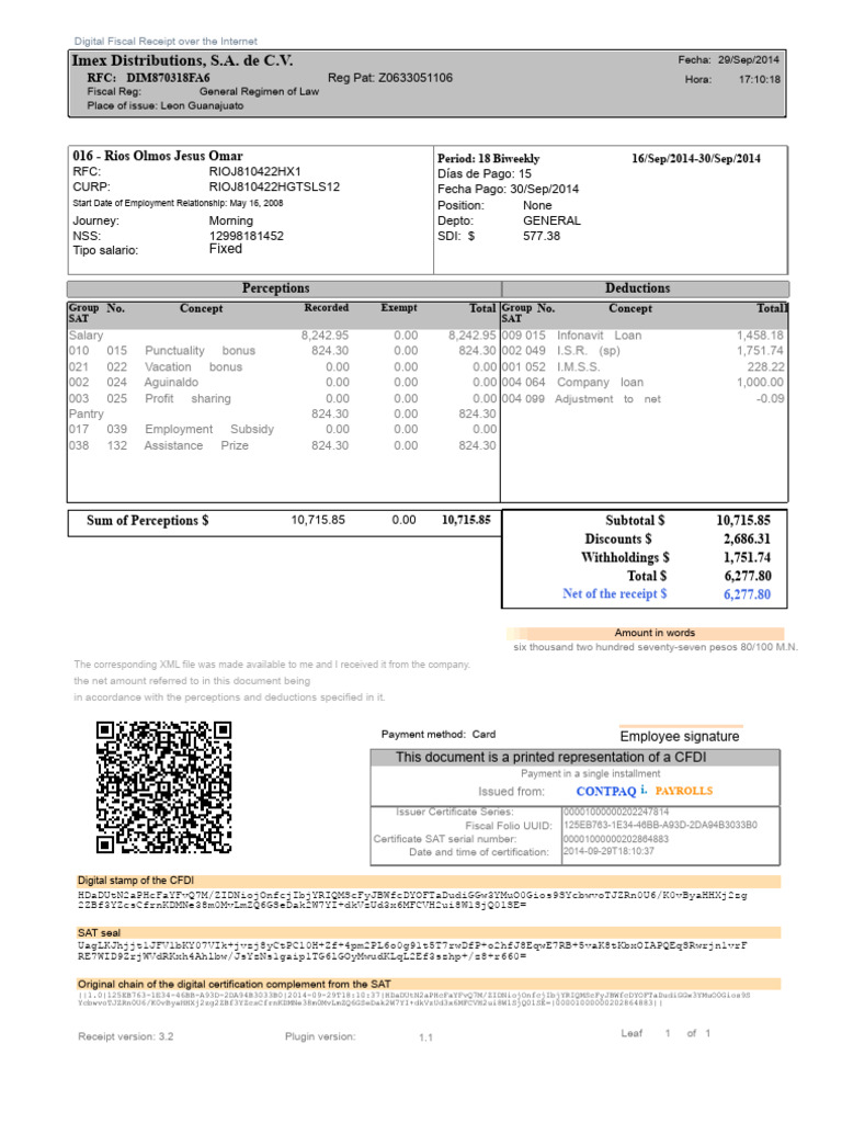 Payroll OmarSep14 | PDF | Taxes | Government Finances