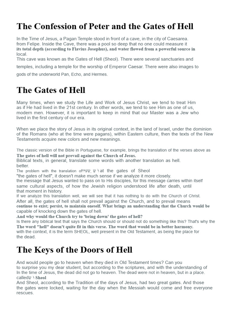 Peter's Confession and Sheol's Gates | PDF | Saint Peter | Jesus