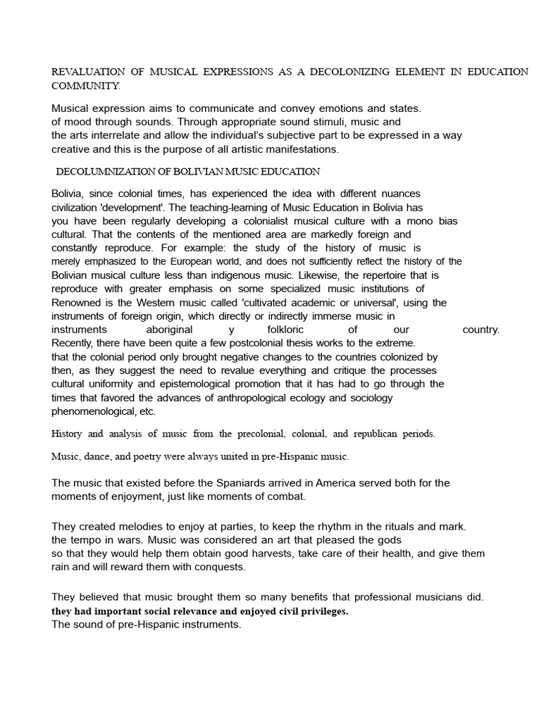 Revaluation of Musical Expressions As A Decolonizing Element in ...