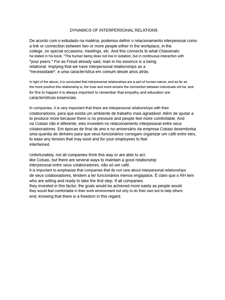 Interpersonal Relationships in the Workplace | PDF