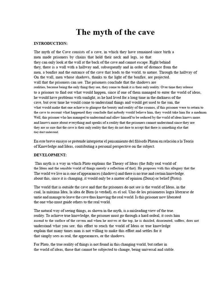 The Myth of The Cave | PDF | Truth | Knowledge