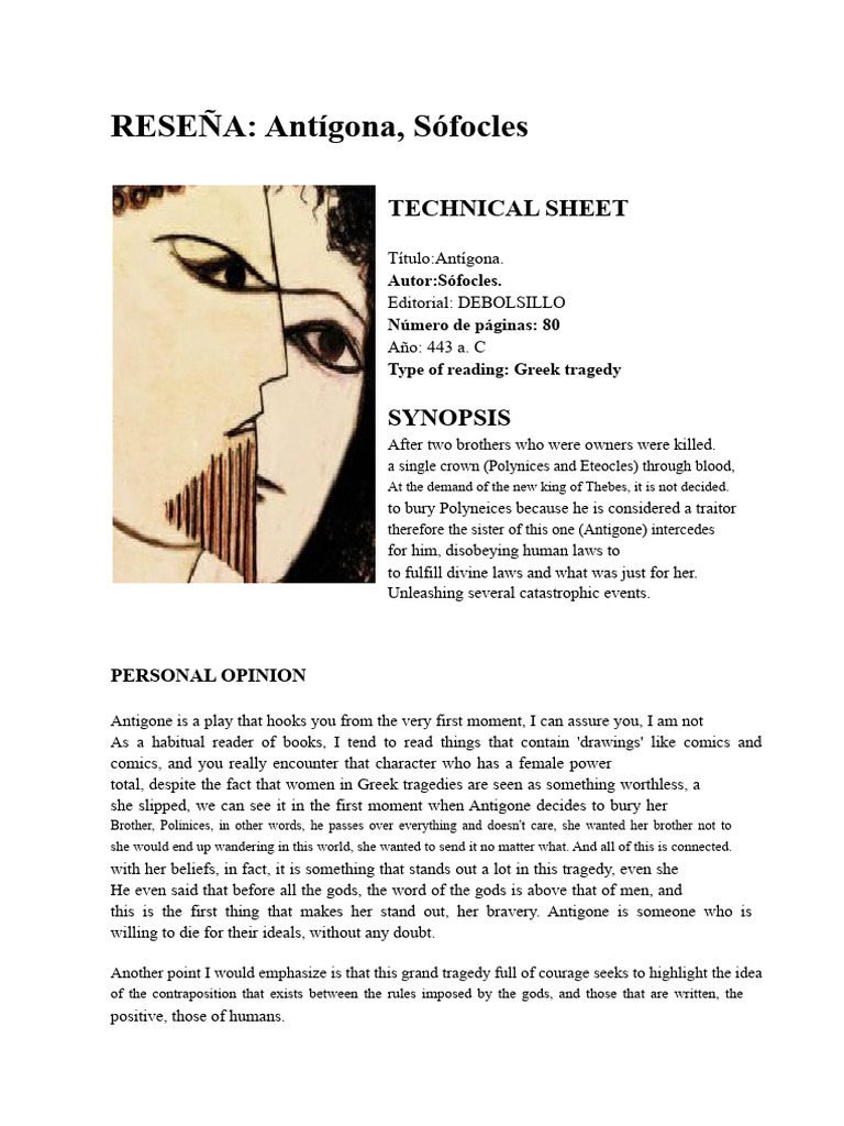 REVIEW - Antigone, Sophocles | PDF | Sophocles