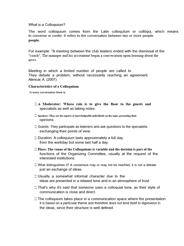 What Is A Colloquium? | PDF | Expert | Communication