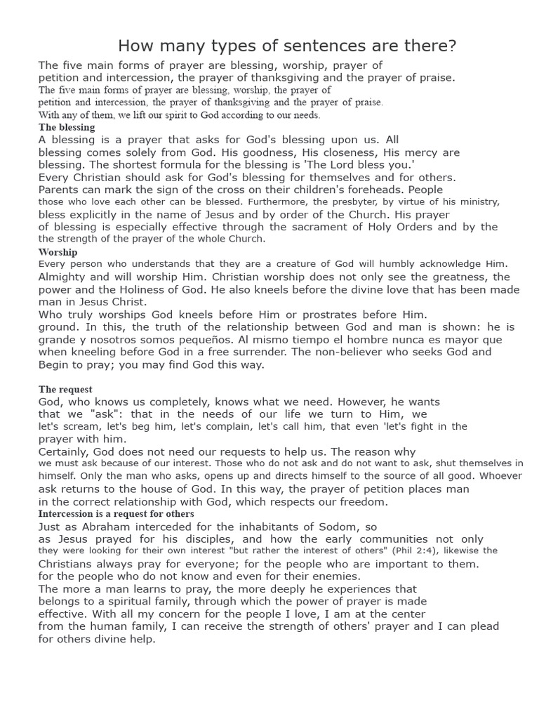 How Many Types of Sentences Are There | PDF | Prayer | Blessing