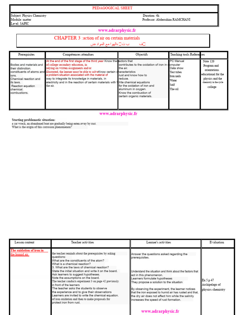 Sheet 1. Oxidation of Metals | PDF | Rust | Chemistry