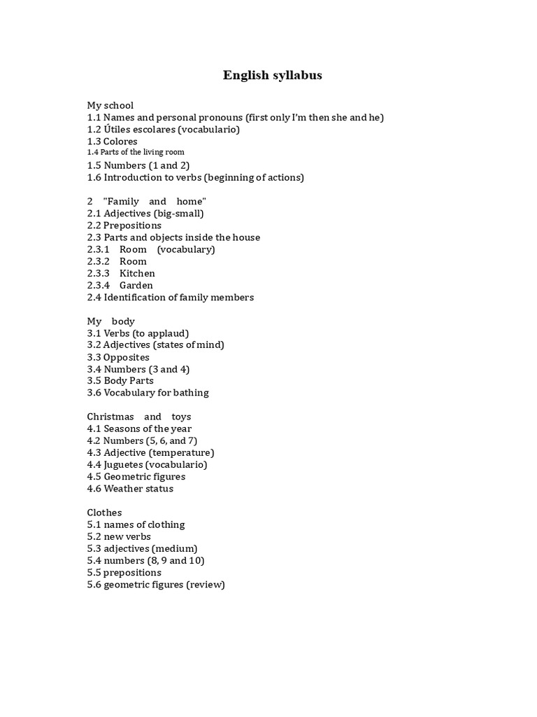 English KIDS Syllabus | PDF