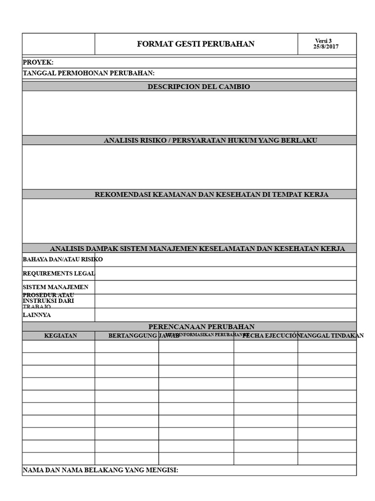 Format Manajemen Perubahan | PDF