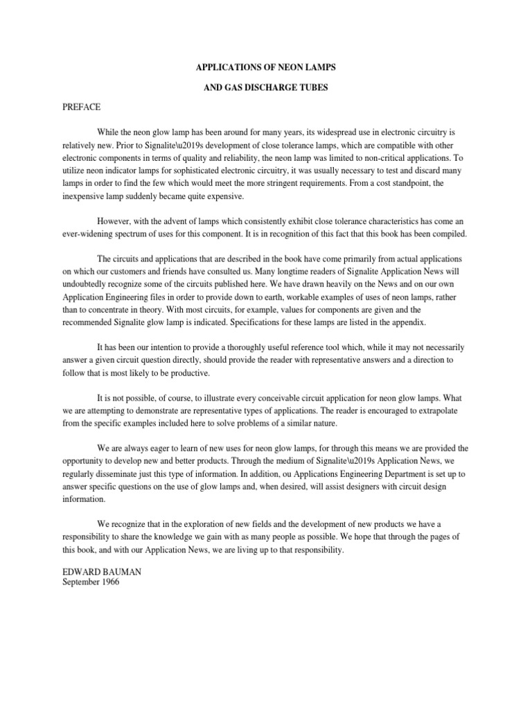 NEON Lamp | PDF | Electronic Oscillator | Switch