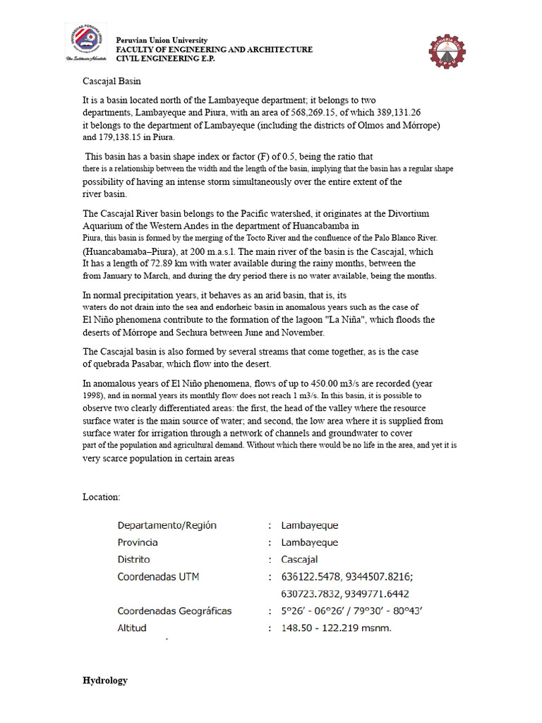 Cascajal Basin Everything | PDF | Drainage Basin | Aquifer