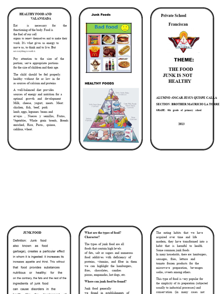 198643691 Junk Food Triptych | PDF | Foods | Healthy Diet