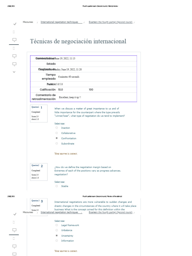 Fourth partial exam (Second round) _ Review of the attempt | PDF ...