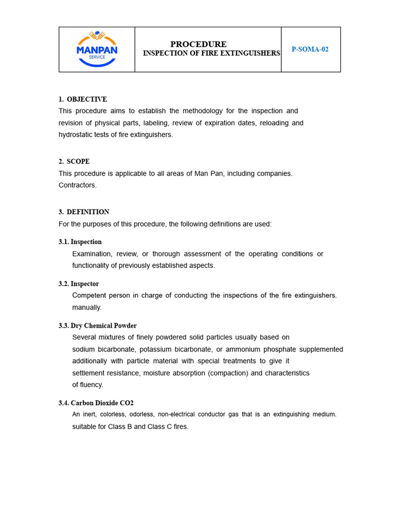 Fire Extinguisher Inspection Procedure | PDF | Materials