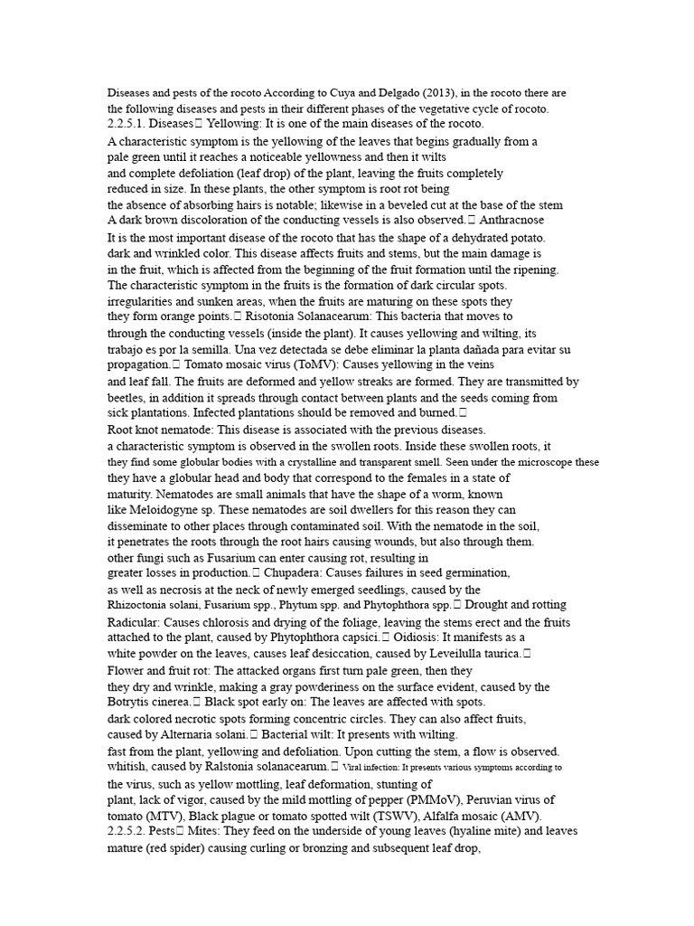 Pests and diseases of the rocoto | PDF | Pest (Organism) | Leaf